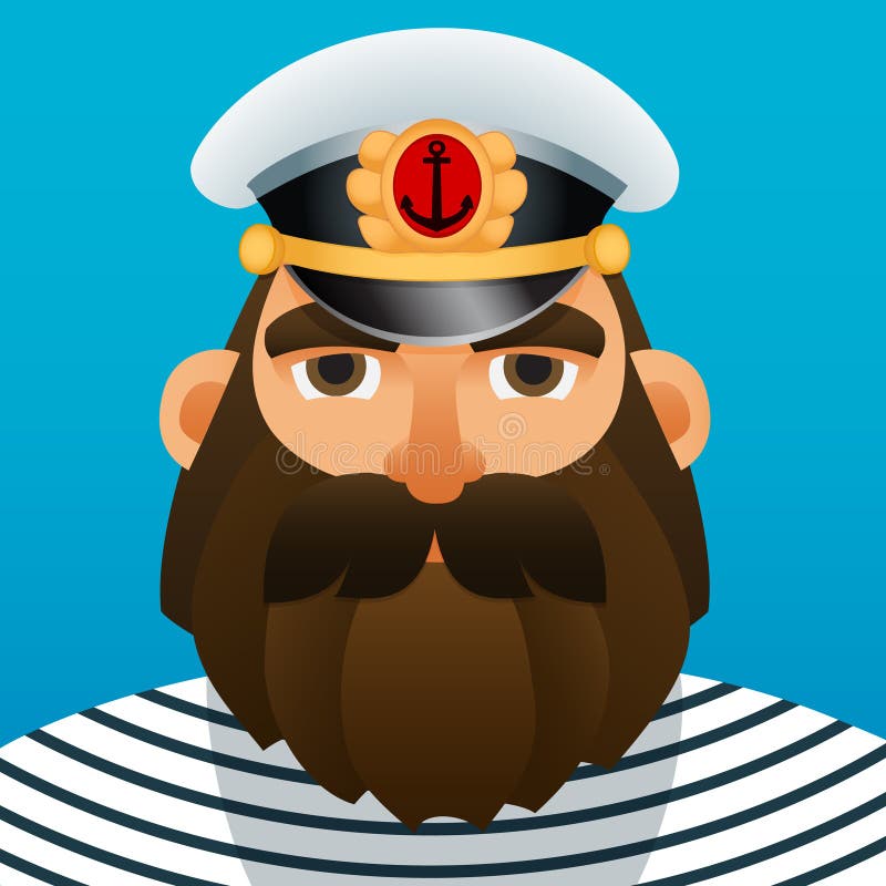 Portrait of Captain. Cartoon Image Stock Vector - Illustration of hair ...