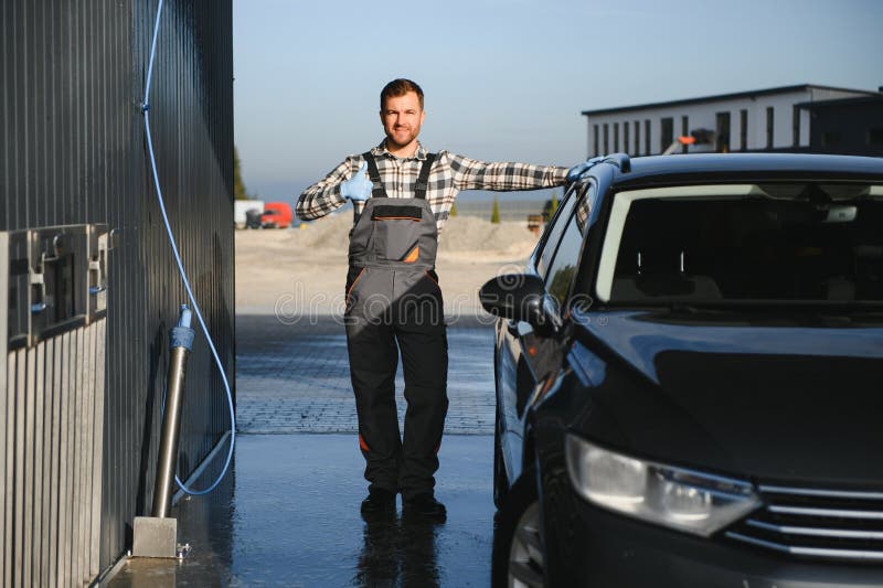 Portrait of a Car Wash Station Worker. Stock Image - Image of people ...