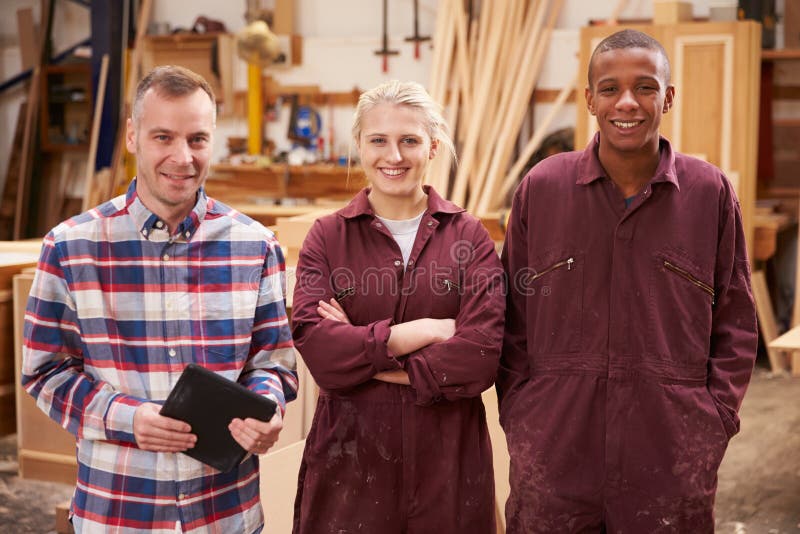 Apprentice Using Circular Saw in Carpentry Workshop Stock Image - Image ...