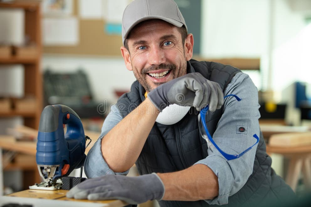 Portrait Carpenter in Work Clothes Stock Image - Image of industrial ...