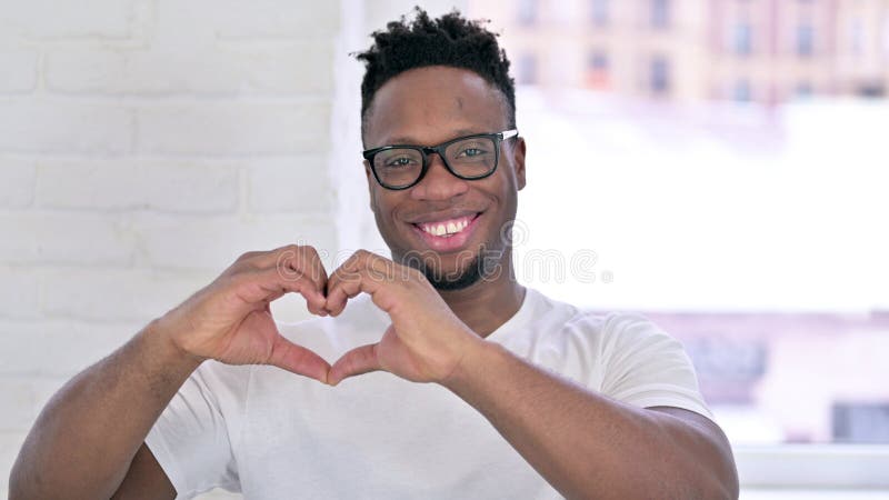 Portrait of Casual African Man Making Heart Shape Stock Image - Image ...