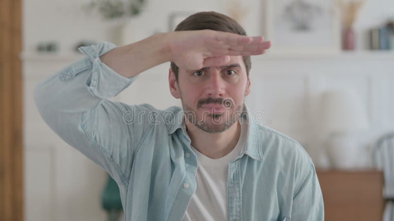 Portrait of Young Man Looking Around, Searching New Path Stock Footage ...
