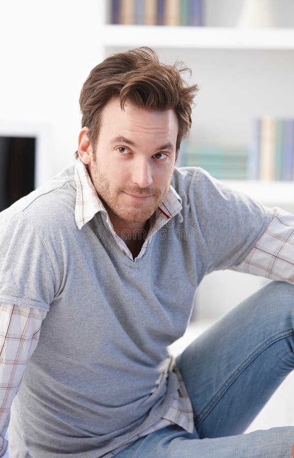 Portrait of Casual Man with Questioning Look Stock Photo - Image of ...