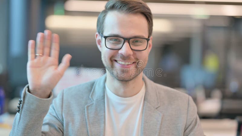 Portrait of Casual Man Waving, Welcoming Stock Footage - Video of ...