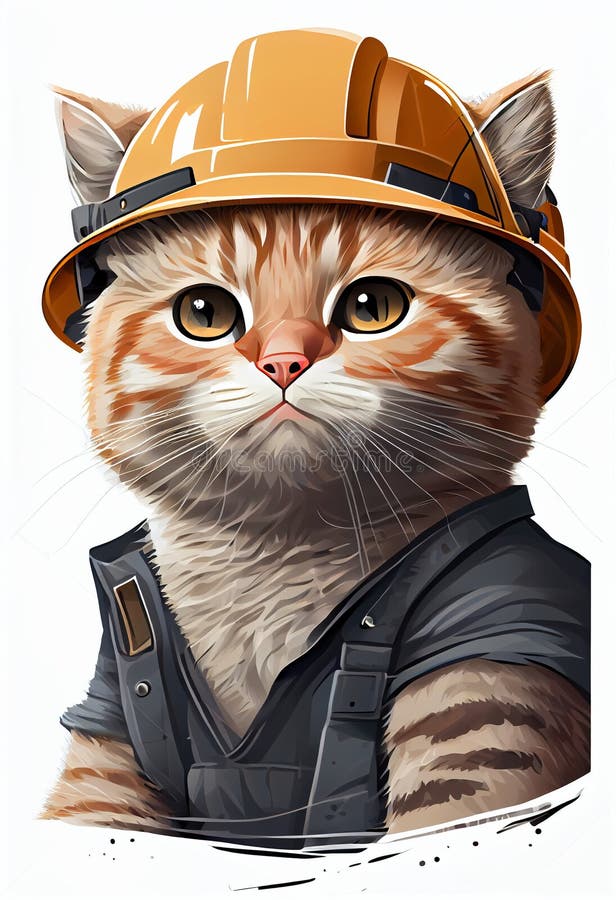 Portrait of a Cat in a Construction Helmet. AI Generated Stock ...