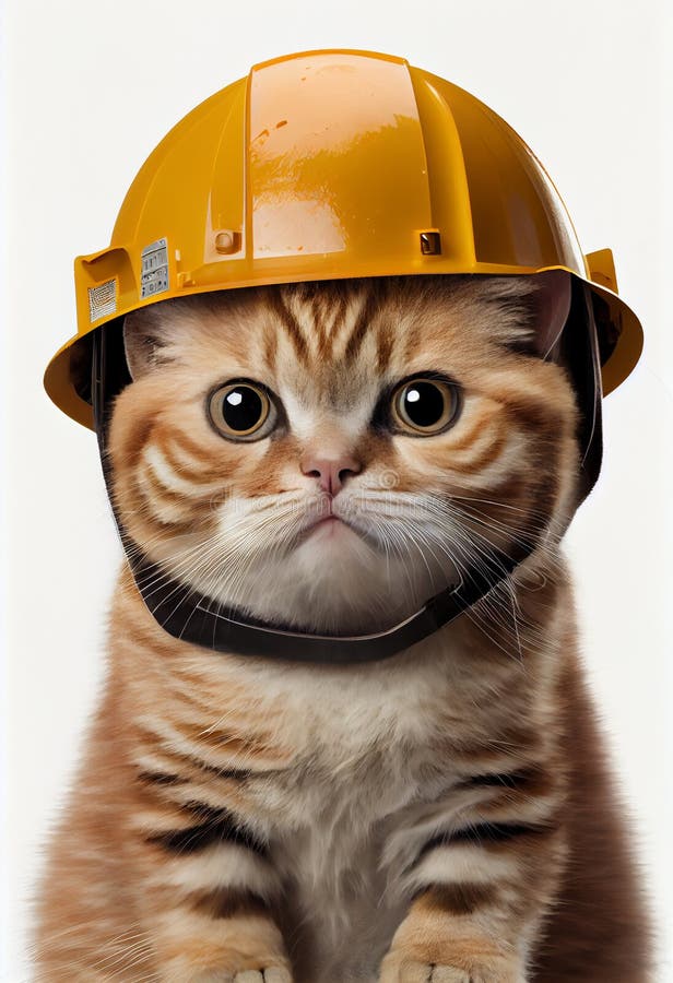 Portrait of a Cat in a Construction Helmet. AI Generated Stock ...