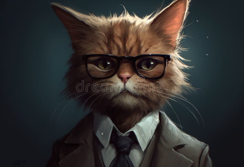Generative AI: Portrait of a Cat Dressed in a Formal Business Suit ...