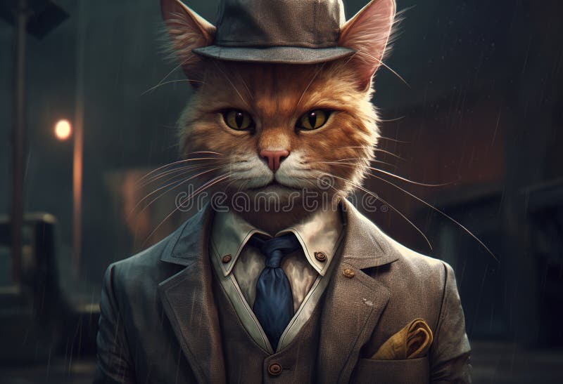 Generative AI: Portrait of a Cat Dressed in a Formal Business Suit ...