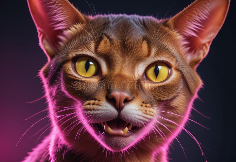 Portrait of a Cat Dripping Pink Liquid Stock Illustration ...