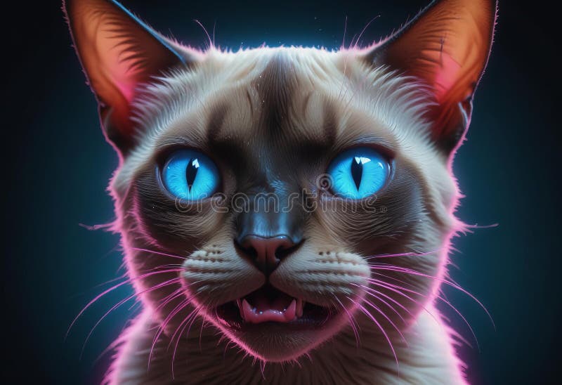 Portrait of a Cat Dripping Pink Liquid Stock Illustration ...