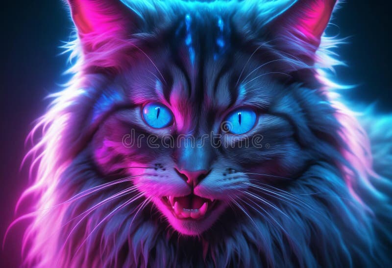 Portrait of a Cat Dripping Pink Liquid Stock Illustration ...