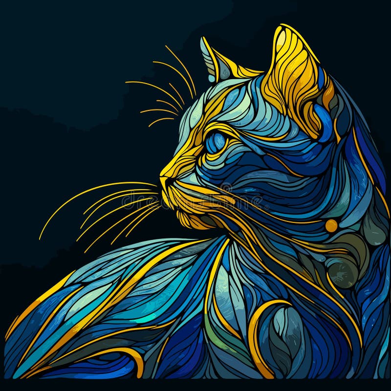 Portrait of a Cat 5 - 5 of 6 - Dynamic Colors - Dark Background - AI ...