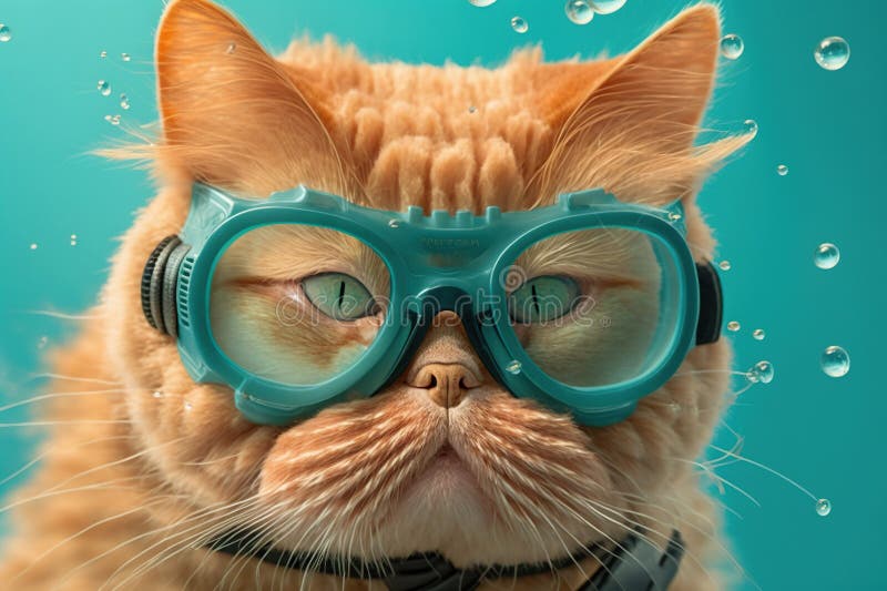 Portrait of a Cat with Glasses. Stock Illustration - Illustration of ...