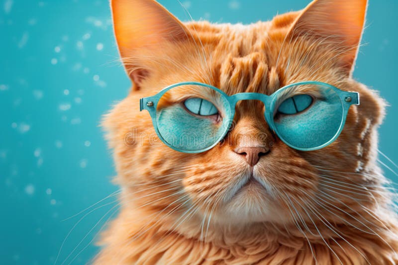 Portrait Of A Cat With Glasses Stock Illustration Illustration Of Glasses Generative 272524477