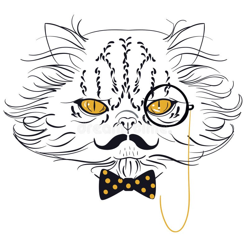 Fashion Portrait Cat Gentlemen Cat Stock Illustrations – 10 Fashion ...
