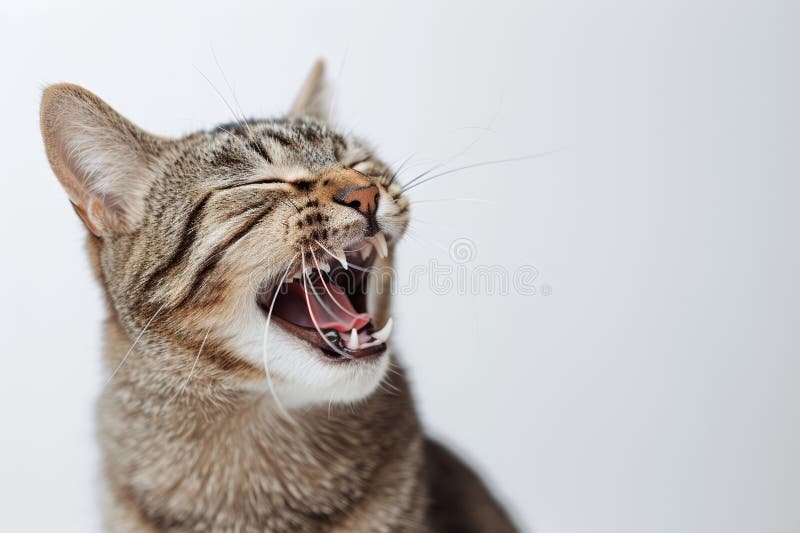 Portrait of Cat Laughing or Yawing Stock Photo - Image of smirk ...