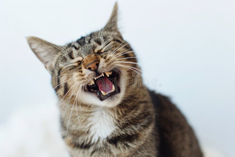 Portrait of Cat Laughing or Yawing Stock Photo - Image of funny, joke ...