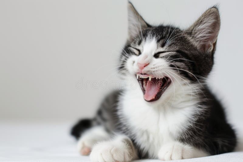 Portrait of Cat Laughing or Yawing Stock Photo - Image of funny, humor ...