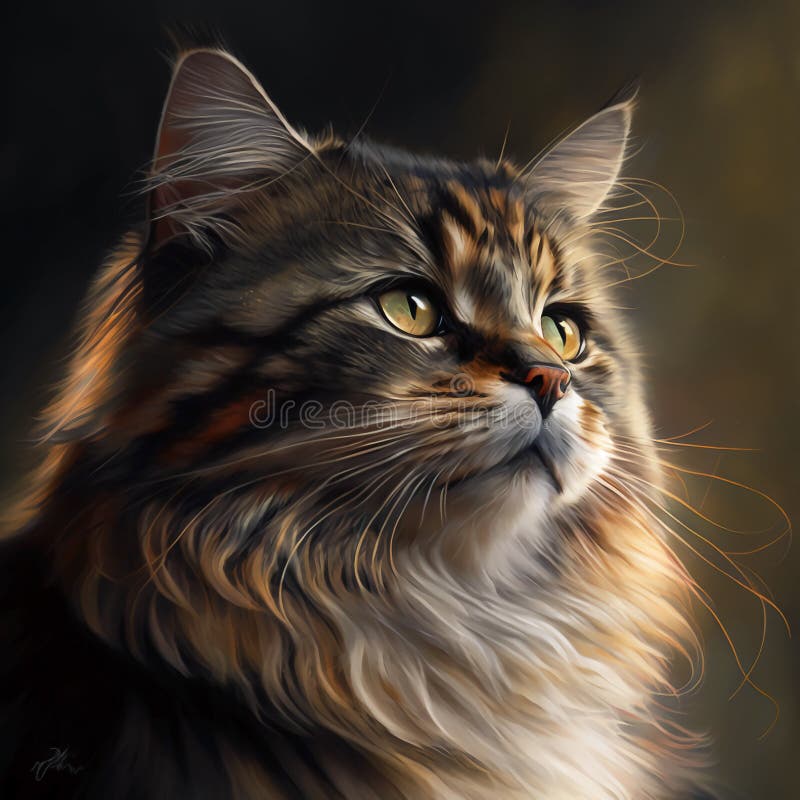Portrait of a Cat. Long Haired Cat. Cute Cat. Purebred Ca. Generative ...
