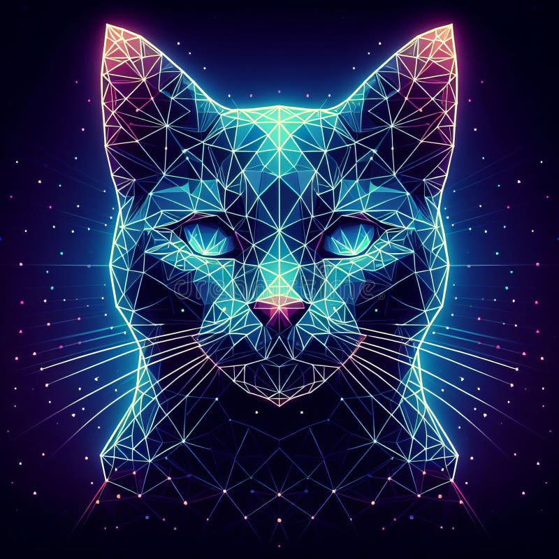 Portrait of a Cat Made of Triangular Polygons Stock Illustration ...