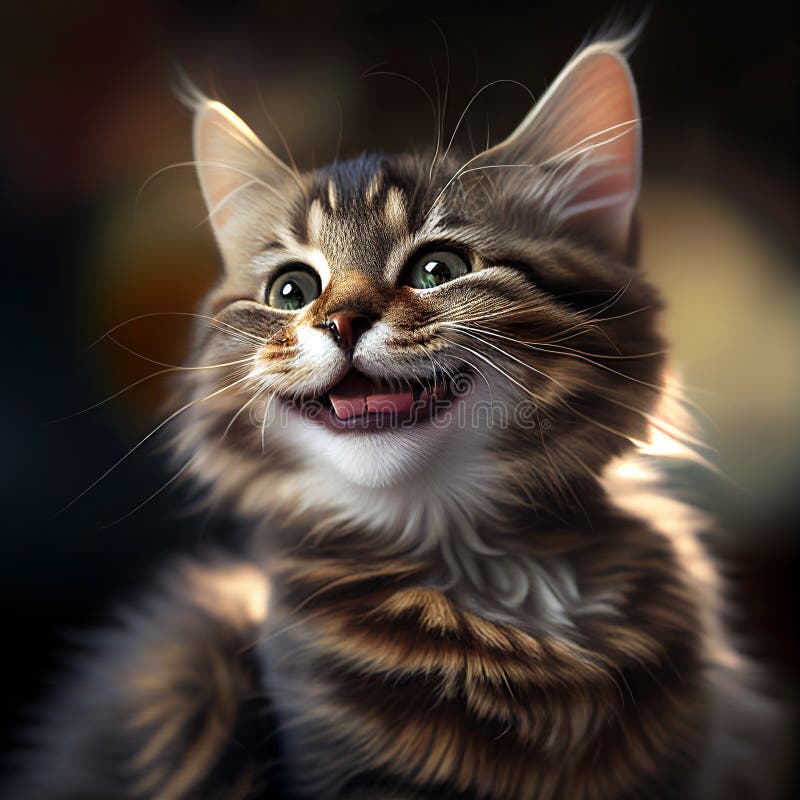 Portrait of a cat smiling stock illustration. Illustration of mammal ...