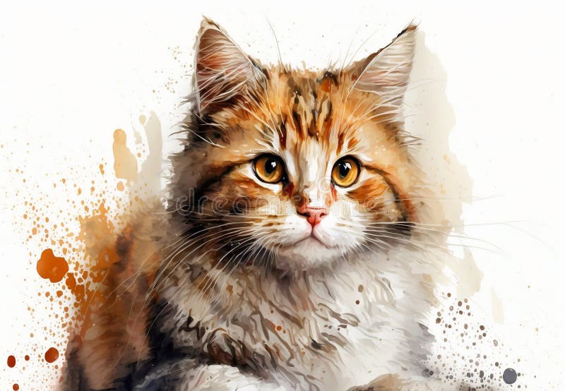 Portrait of a Cat. Watercolor Cat, Cat Print for Design Stock ...