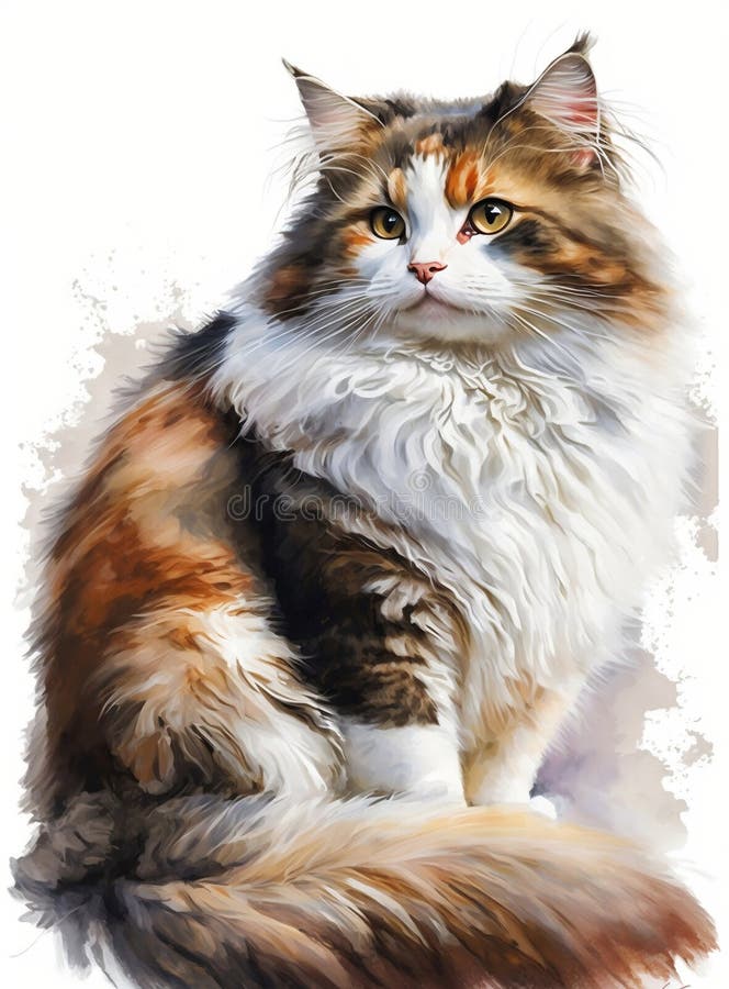 Portrait of a Cat. Watercolor Cat, Cat Print for Design Stock ...