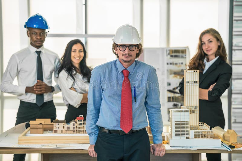 Chief Engineer Posing with Architect Team in Architecture Service ...