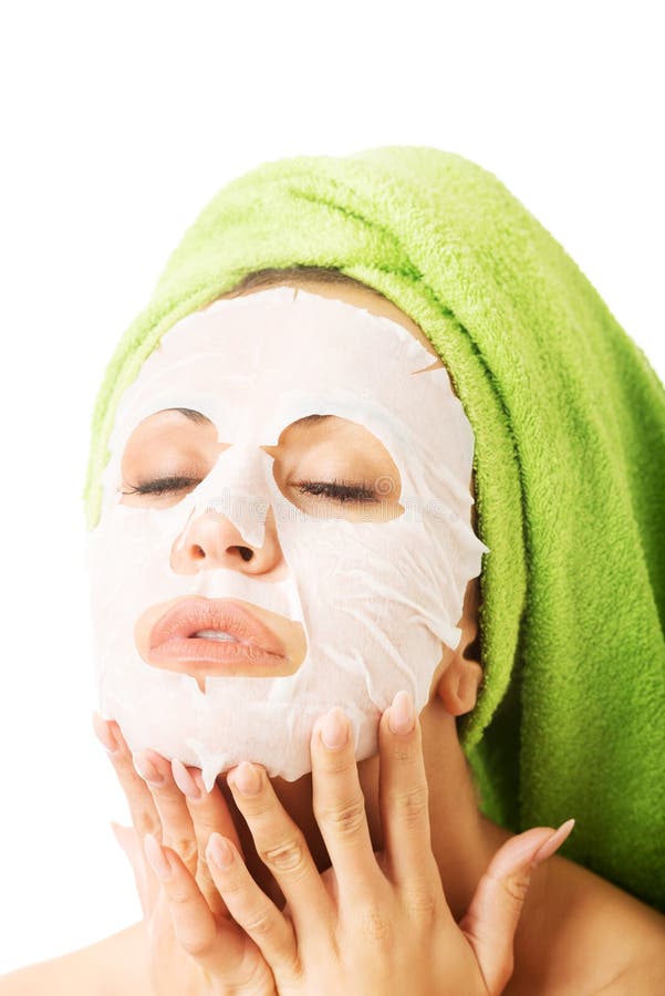 Portrait of Caucasian Woman with Face Mask Stock Photo - Image of ...