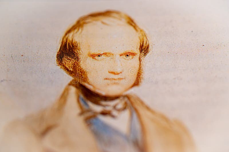 Portrait of Charles Darwin from a History Book. Editorial Stock Image ...