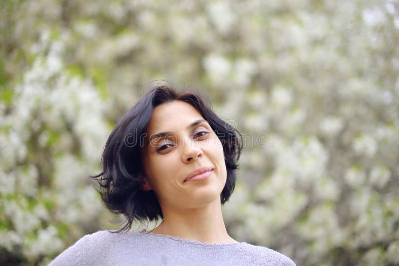 Portrait of Charming Smiling Woman Outdoors Stock Image - Image of ...