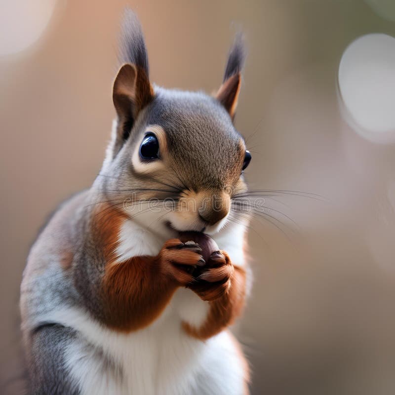 A Portrait of a Charming Squirrel Holding a Nut, Its Cheeks Puffed Out2 ...