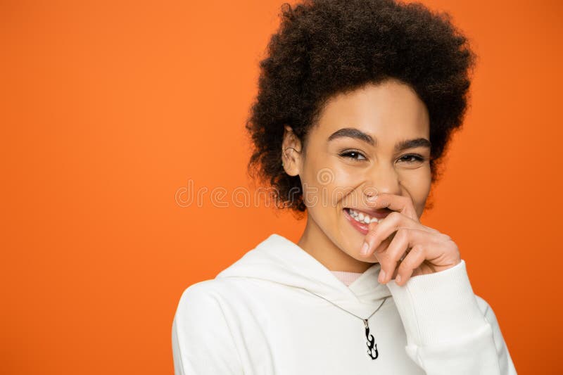 Portrait Of Cheerful African American Woman Stock Image Image Of
