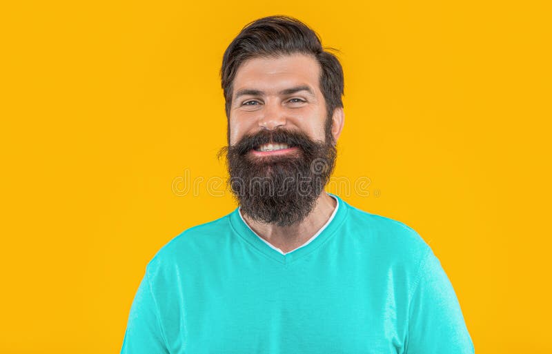 Portrait of Cheerful Bearded Man in Studio. Portrait of Bearded Man on ...
