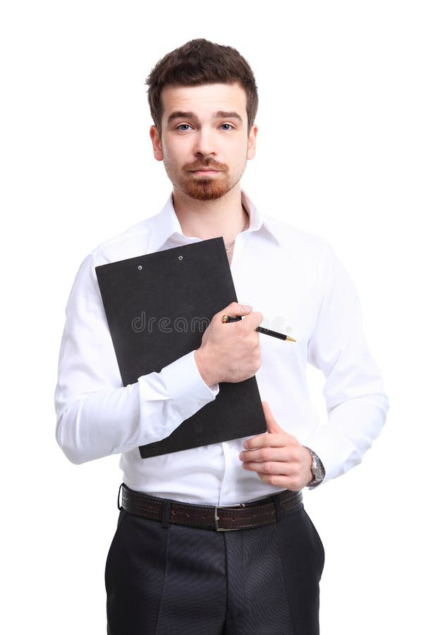 Portrait of Cheerful Businessman Making Notes Stock Image - Image of ...