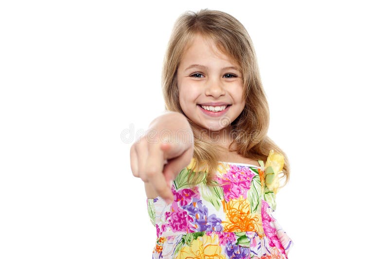 Portrait of a Cheerful Kid Pointing Towards You Stock Photo - Image of ...