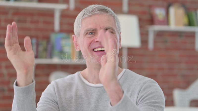 Cheerful Senior Old Man Clapping Stock Video - Video of white ...