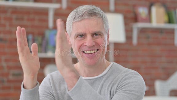 Portrait of Cheerful Old Man Clapping Stock Image - Image of enjoyment ...