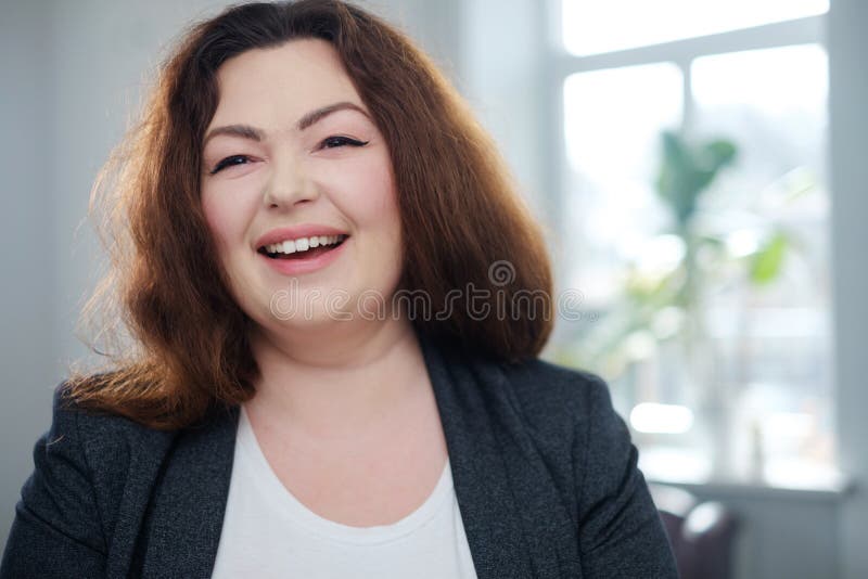 Portrait of a Cheerful Plus Size Model Stock Image - Image of large ...