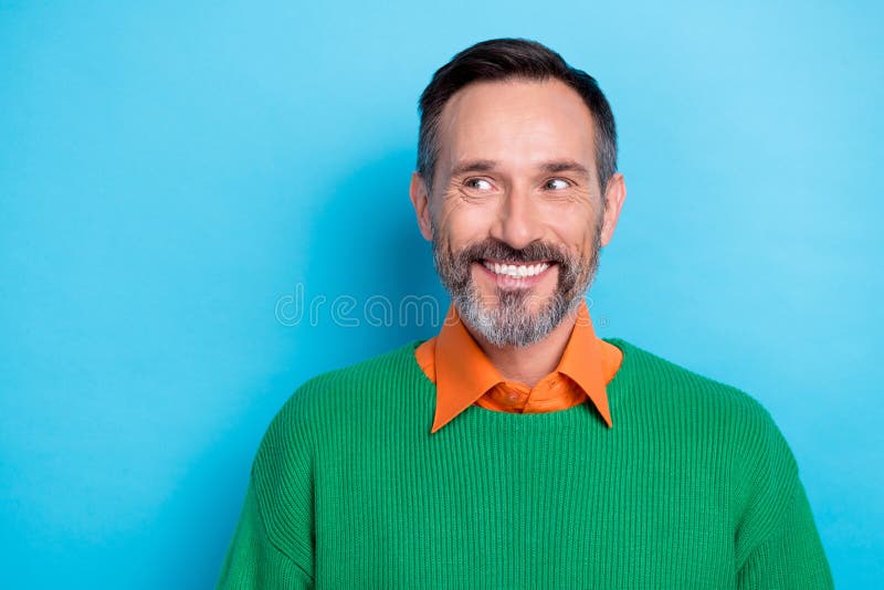 Portrait of Cheerful Positive Man Beaming Smile Look Interested Empty ... Portrait of Cheerful Positive Man Beaming Smile Look Interested Empty ...