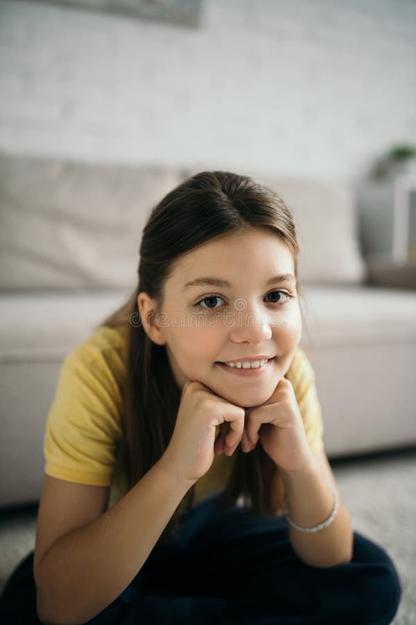 Portrait of Cheerful Preteen Girl Sitting Stock Image - Image of ... Portrait of Cheerful Preteen Girl Sitting Stock Image - Image of ...