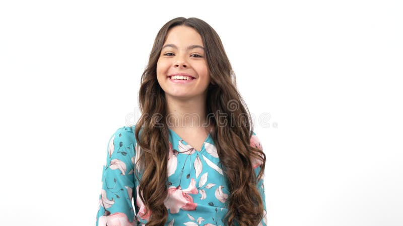 Portrait of Cheerful Teen Girl with Smooth Skin and Healthy Wavy Hair ... Portrait of Cheerful Teen Girl with Smooth Skin and Healthy Wavy Hair ...