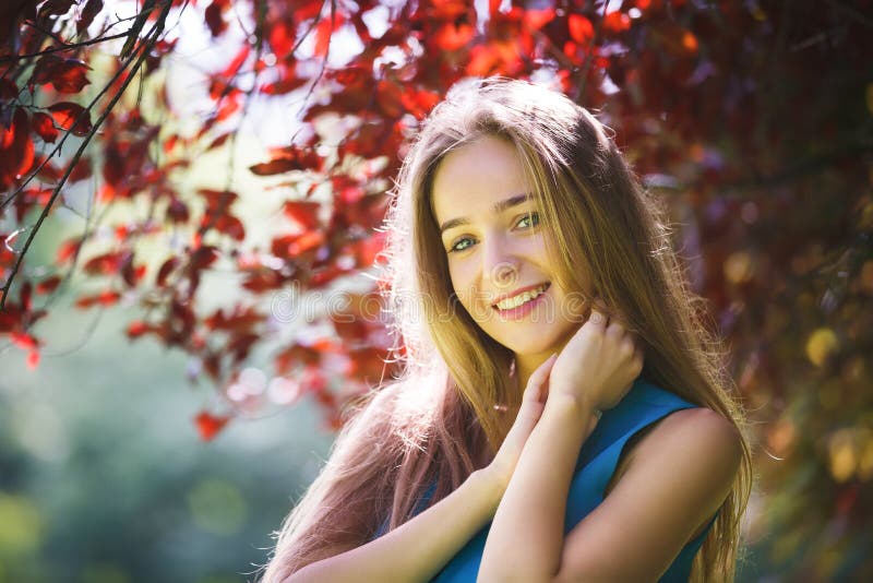 Portrait of the Cheerful Young Girl Stock Image - Image of caucasian ...