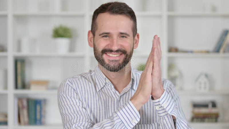 Portrait of Cheerful Young Man Clapping Stock Image - Image of ...