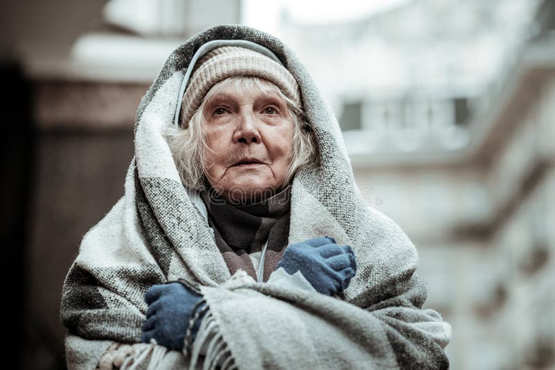 Portrait of a Cheerless Poor Aged Woman Stock Image - Image of ...