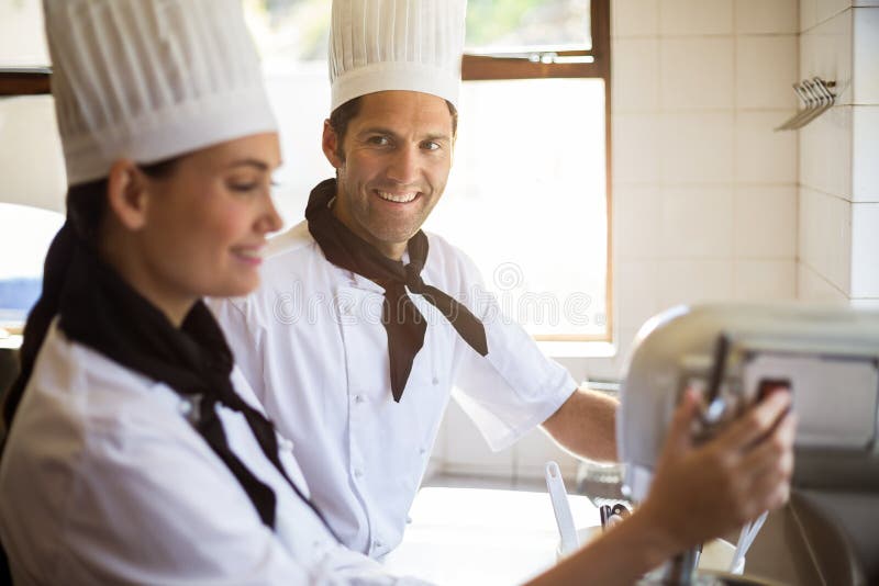 Portrait of Chef Blending the Batter in Mixing Blender Stock Image ...