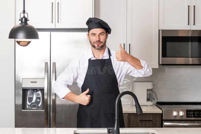 Portrait of Chef, Cooks or Baker. Man in Cook Hat and Chef Uniform ...