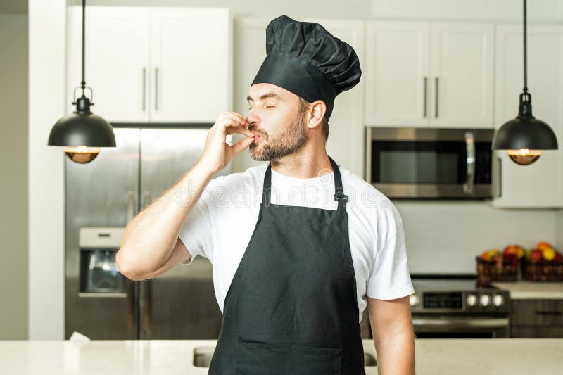 Portrait of Chef, Cooks or Baker. Man in Cook Hat and Chef Uniform ...