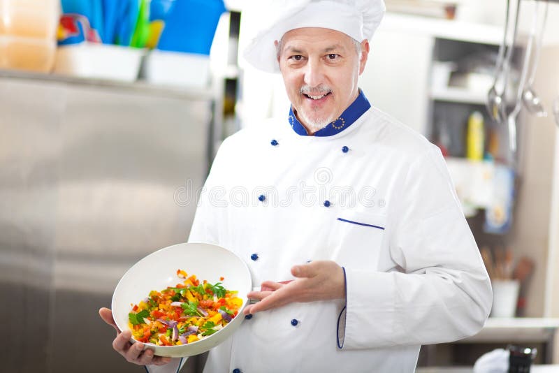 Portrait of a Chef in His Kitchen Stock Image - Image of creative, food ...