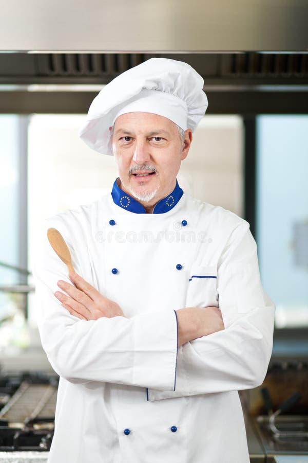 Portrait of a Chef in His Kitchen Stock Photo - Image of kitchen ...